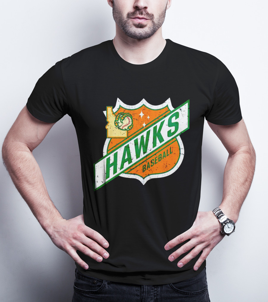 Hawks Baseball Idaho Highway Shield T-Shirt
