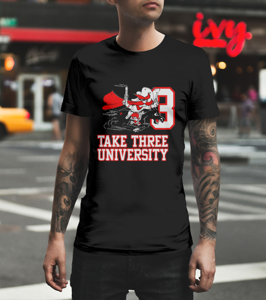 Joey Mcguire Take Three University Red Raider Character Number 3 T-Shirt