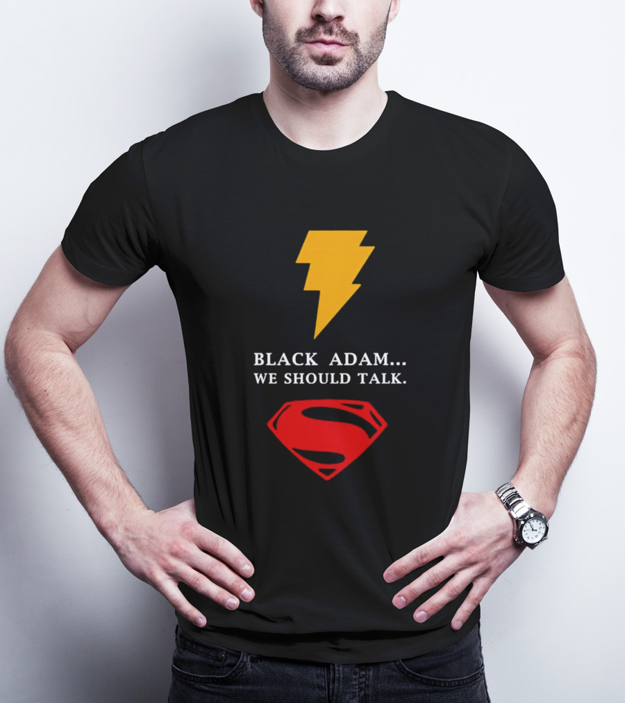 Black Adam We Should Talk Lightning Bolt Superman Emblem T-Shirt