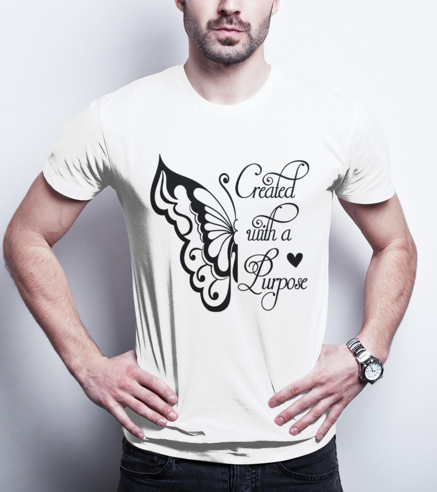 Created With A Purpose Butterfly Heart T-Shirt