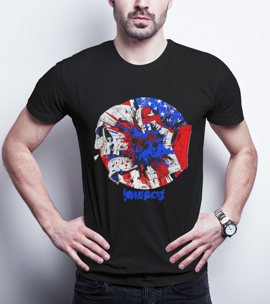 Young Bucks AEW Explosive American Skull Burst T-Shirt