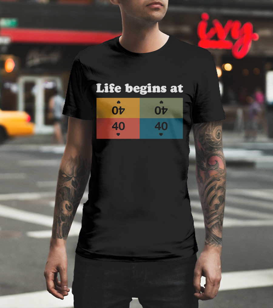Life Begins At Commander Sphere 40 Spade Heart Cards T-Shirt