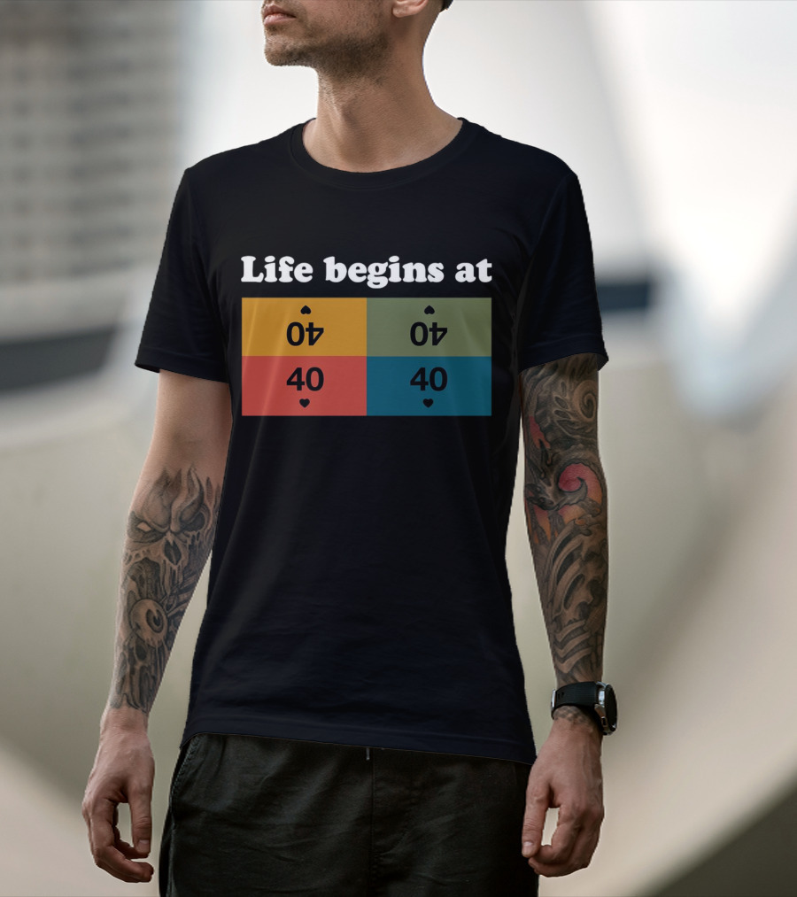 Life Begins At Commander Sphere 40 Spade Heart Cards T-Shirt