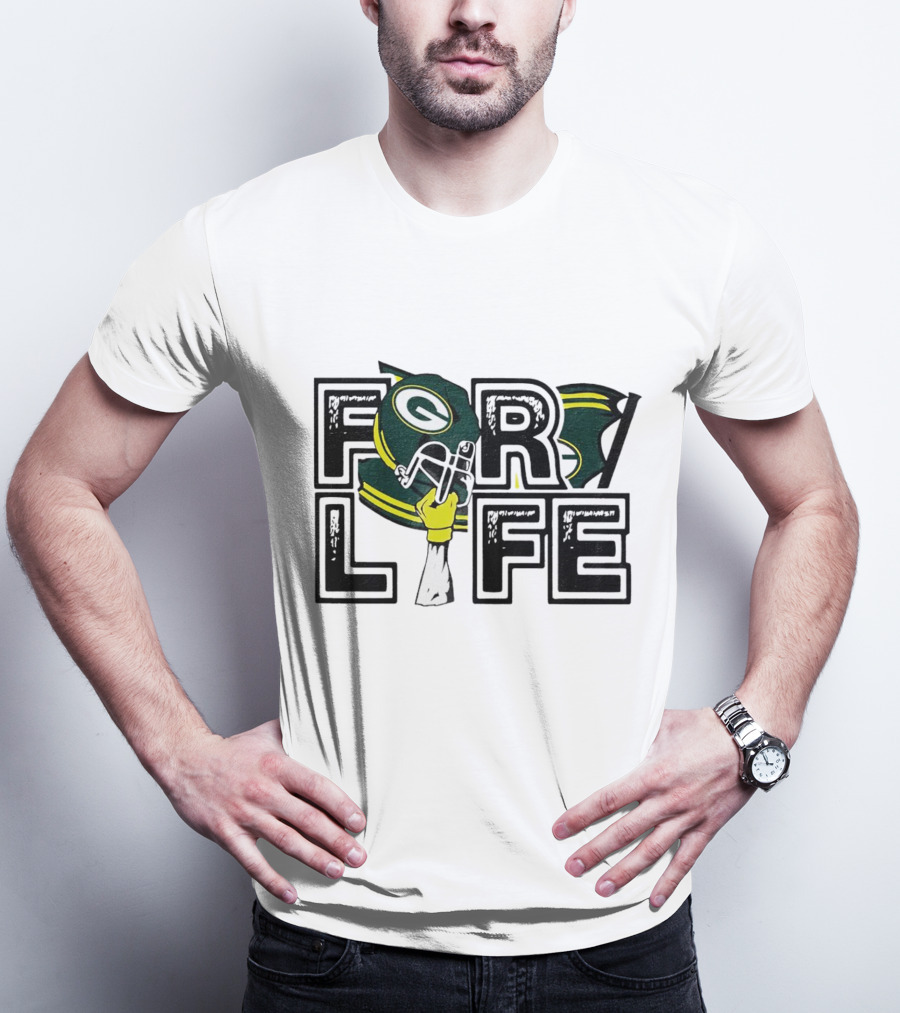 Green Bay Packers Helmet And Fist For Life T-Shirt