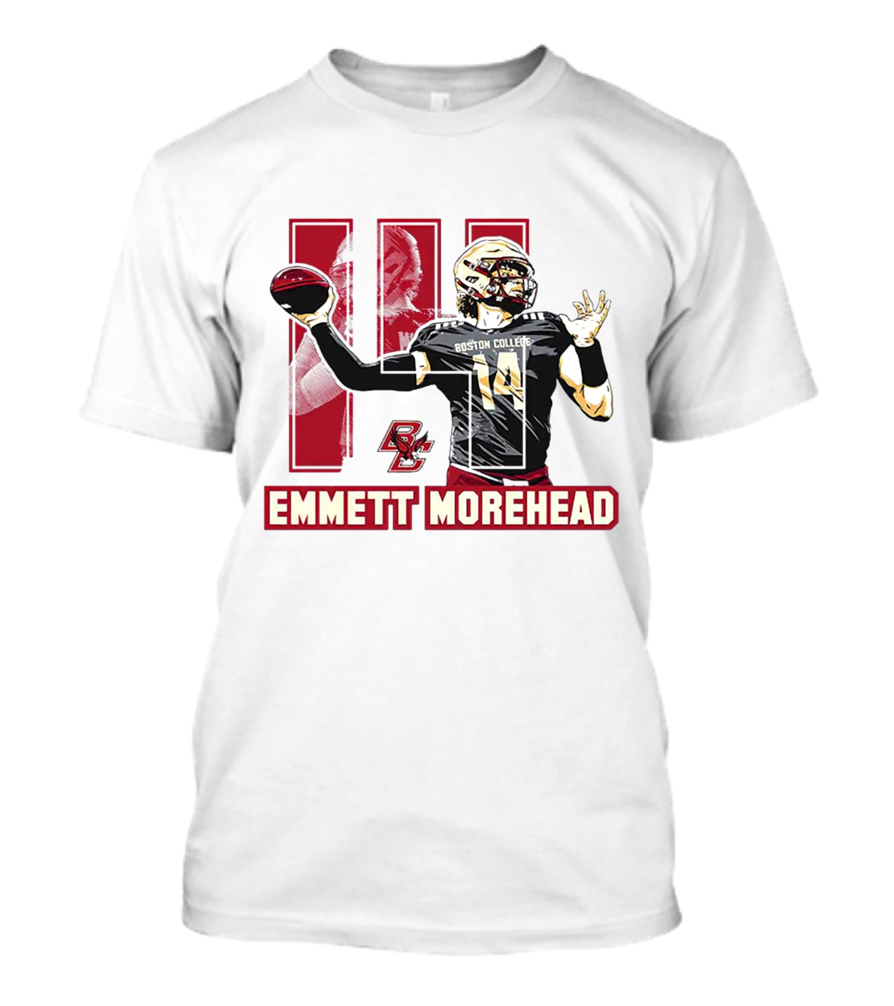 Emmett Morehead Boston College Eagles NCAA Football Caricature Quarterback Number 14 T-Shirt