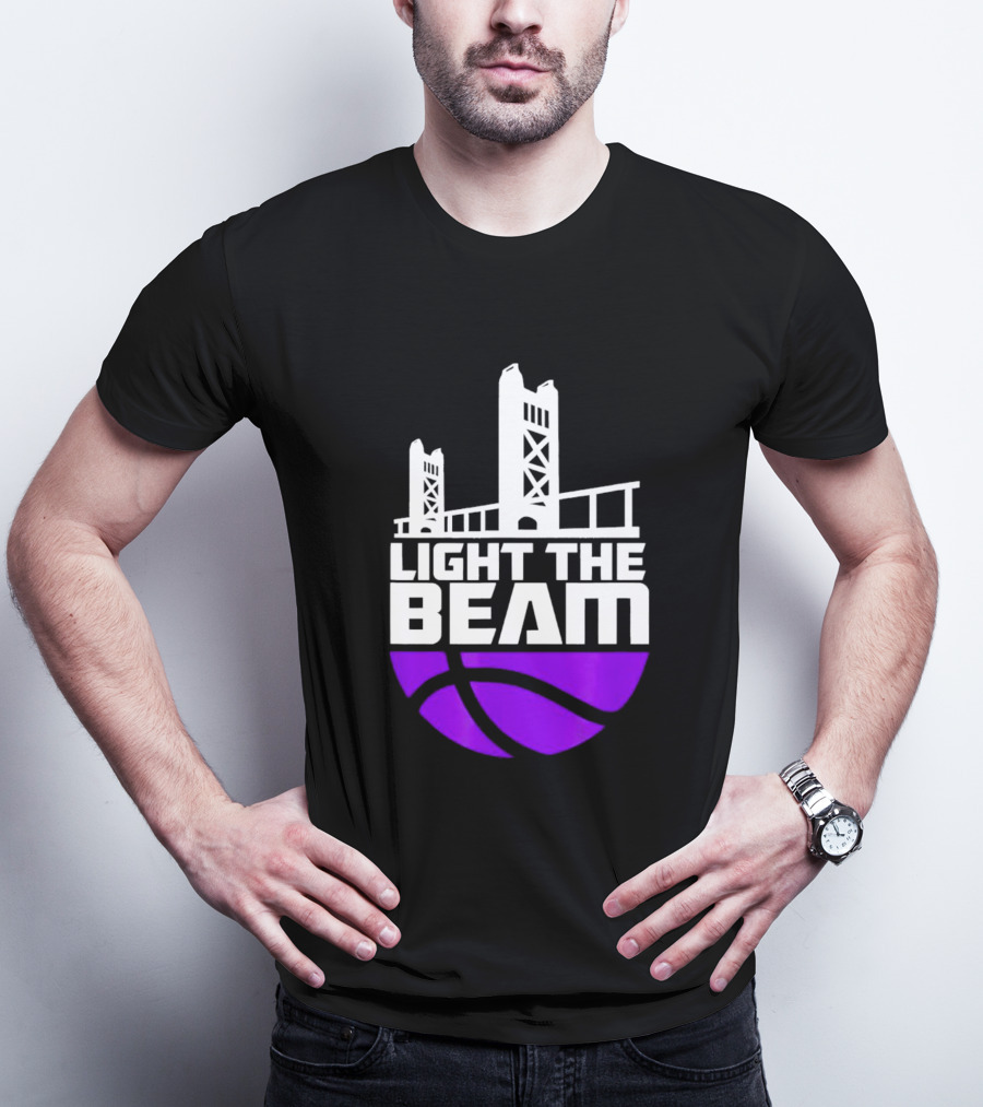 Light The Beam Sacramento Kings Skyline Basketball T-Shirt