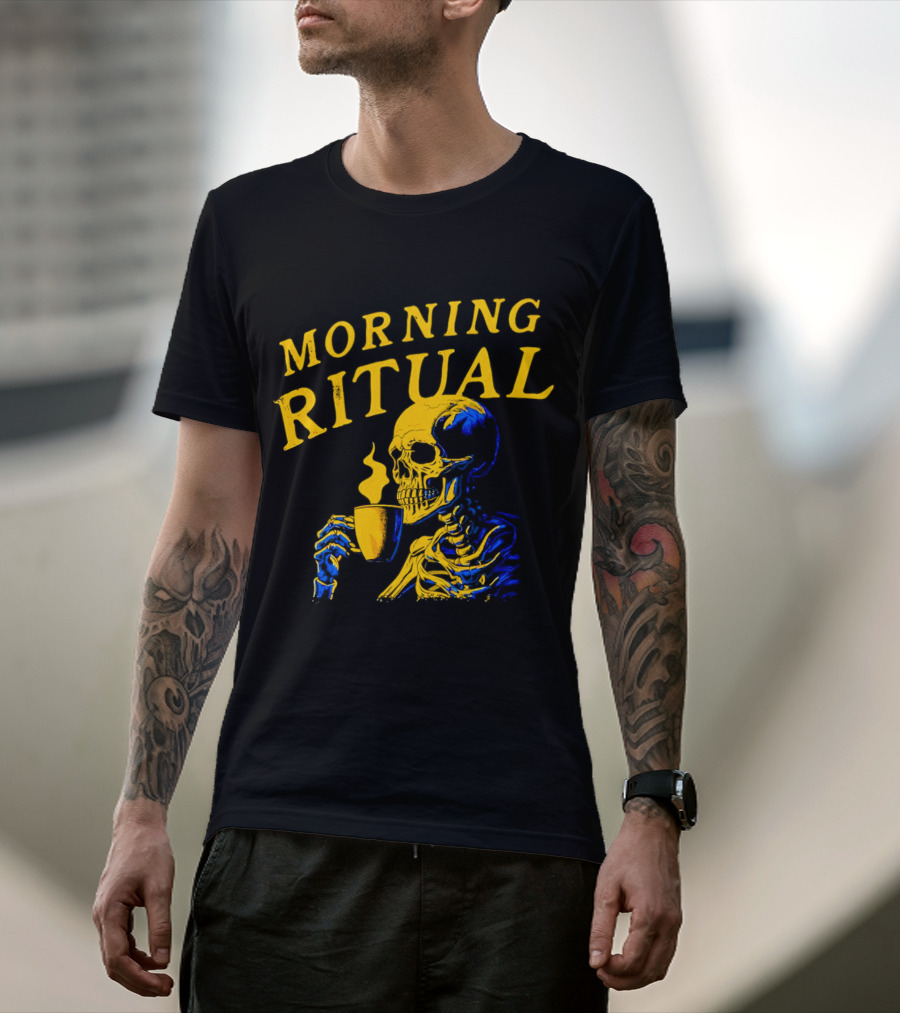 Morning Ritual Skeleton Coffee Cup T-Shirt