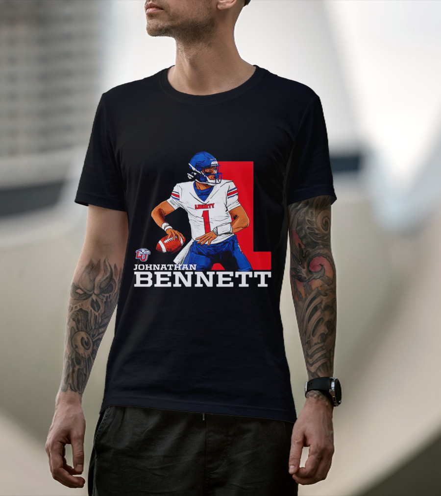 Johnathan Bennett Liberty Flames NCAA Football Quarterback Caricature T-Shirt