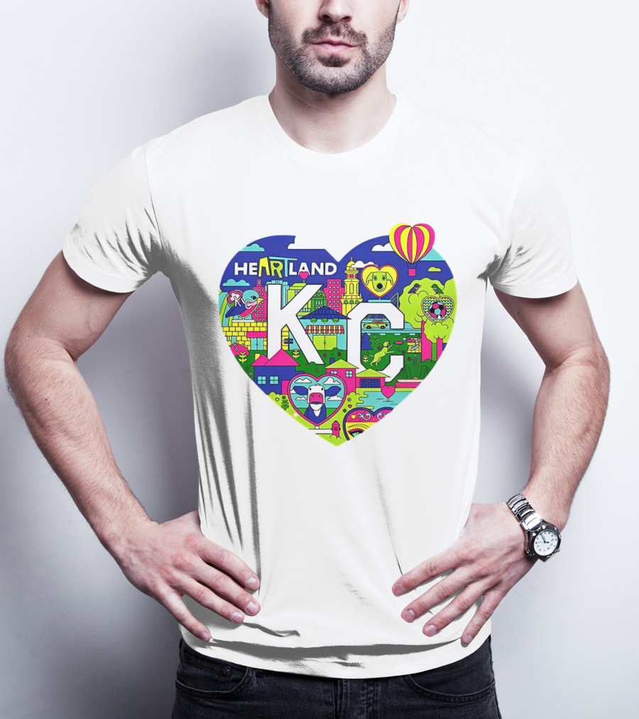 Heartland KC Colorful Parade Of Hearts Kansas City T-Shirt