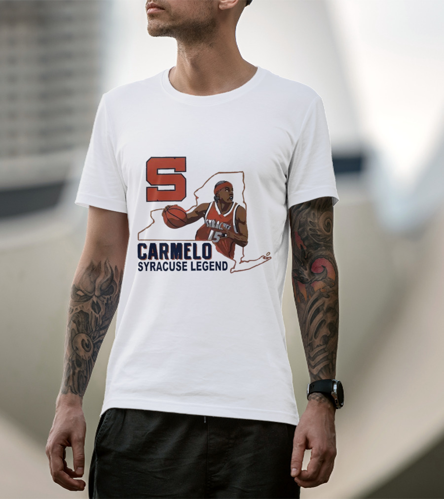 Carmelo Anthony Syracuse Legend Basketball Orange Number 15 T-Shirt
