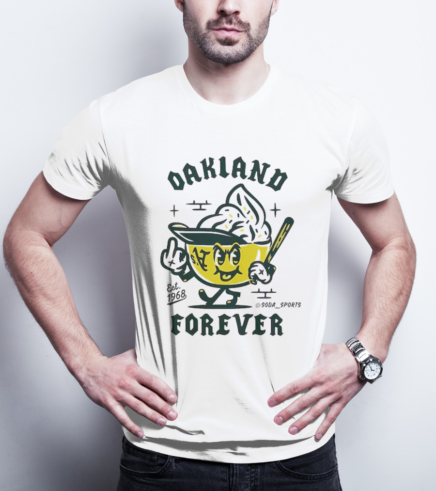 Oakland A's Forever Est. 1968 Retro Baseball Character T-Shirt