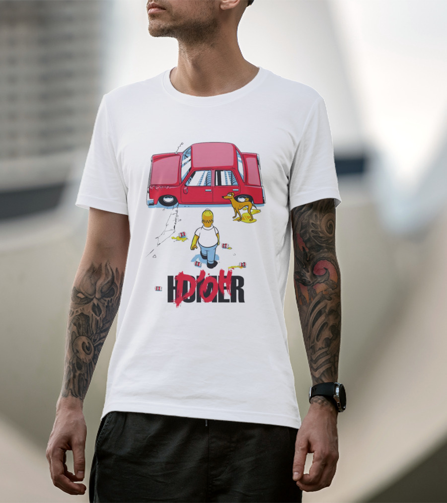 The Simpsons D’Oh Homer Red Car And Dog T-Shirt