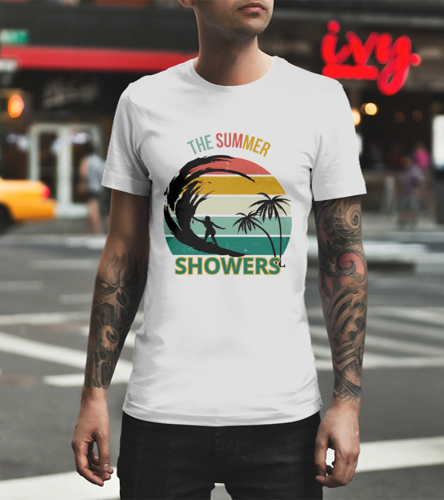 The Summer Showers Surfing Vintage Stripes T-Shirt