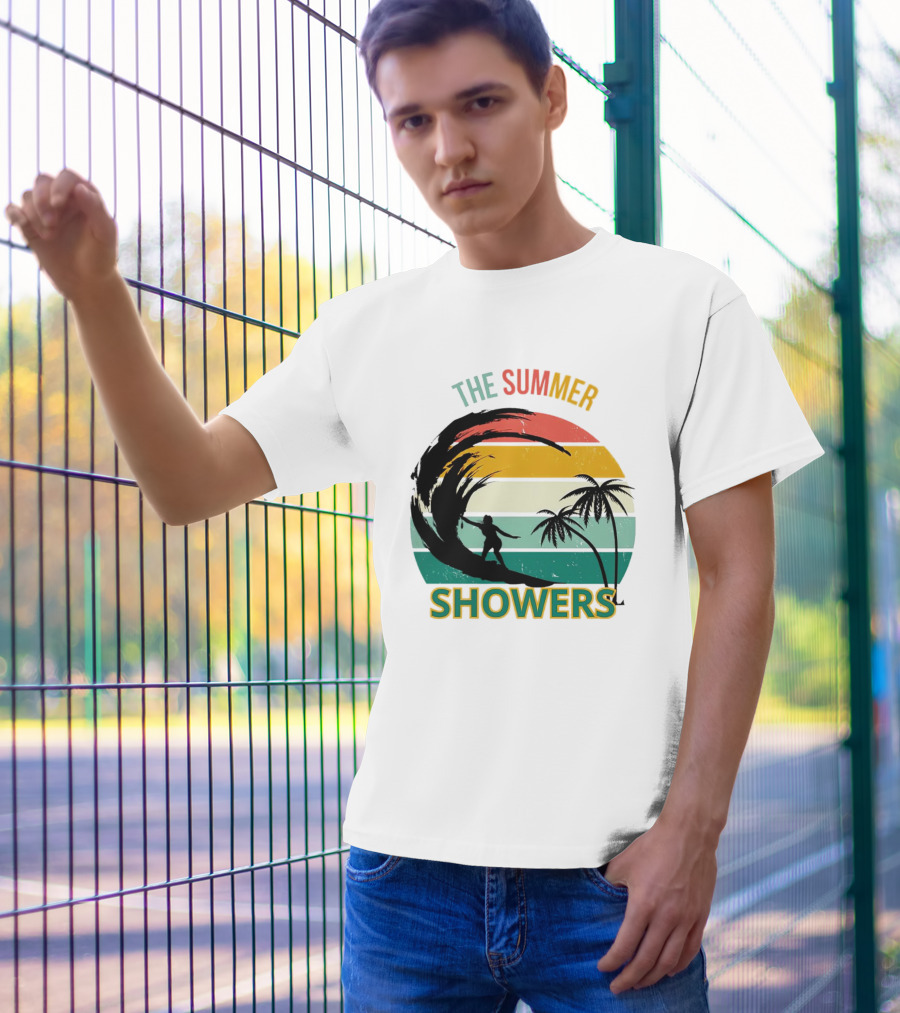 The Summer Showers Surfing Vintage Stripes T-Shirt