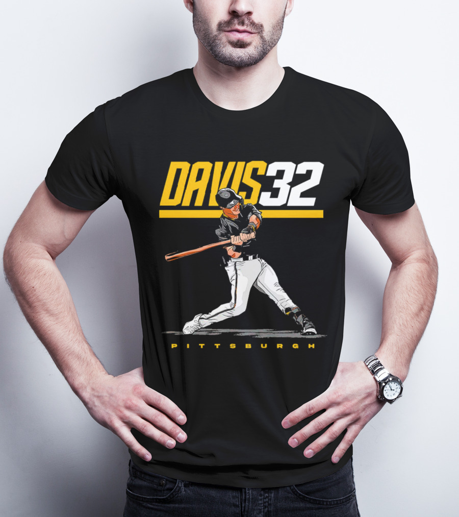 Davis 32 Pittsburgh Baseball Player Swinging Bat T-Shirt