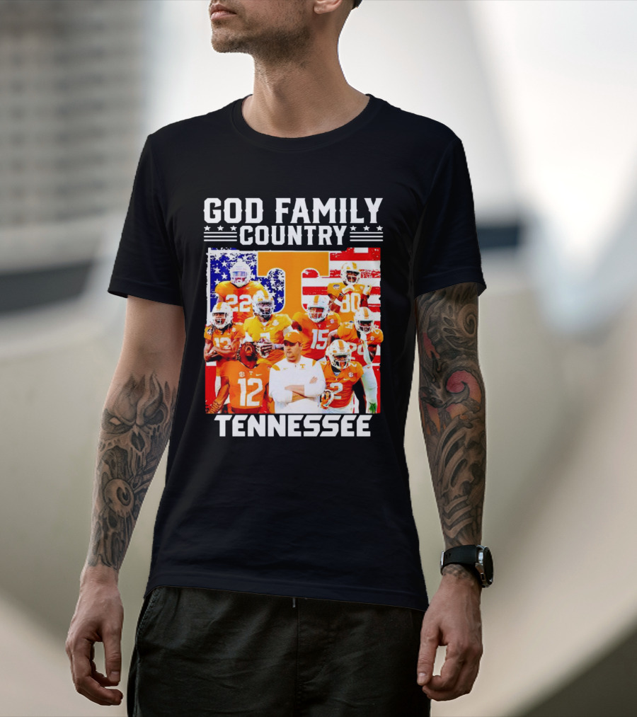 God Family Country Tennessee Volunteers Football American Flag T-Shirt