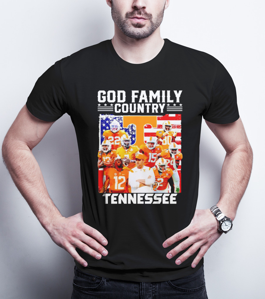God Family Country Tennessee Volunteers Football American Flag T-Shirt