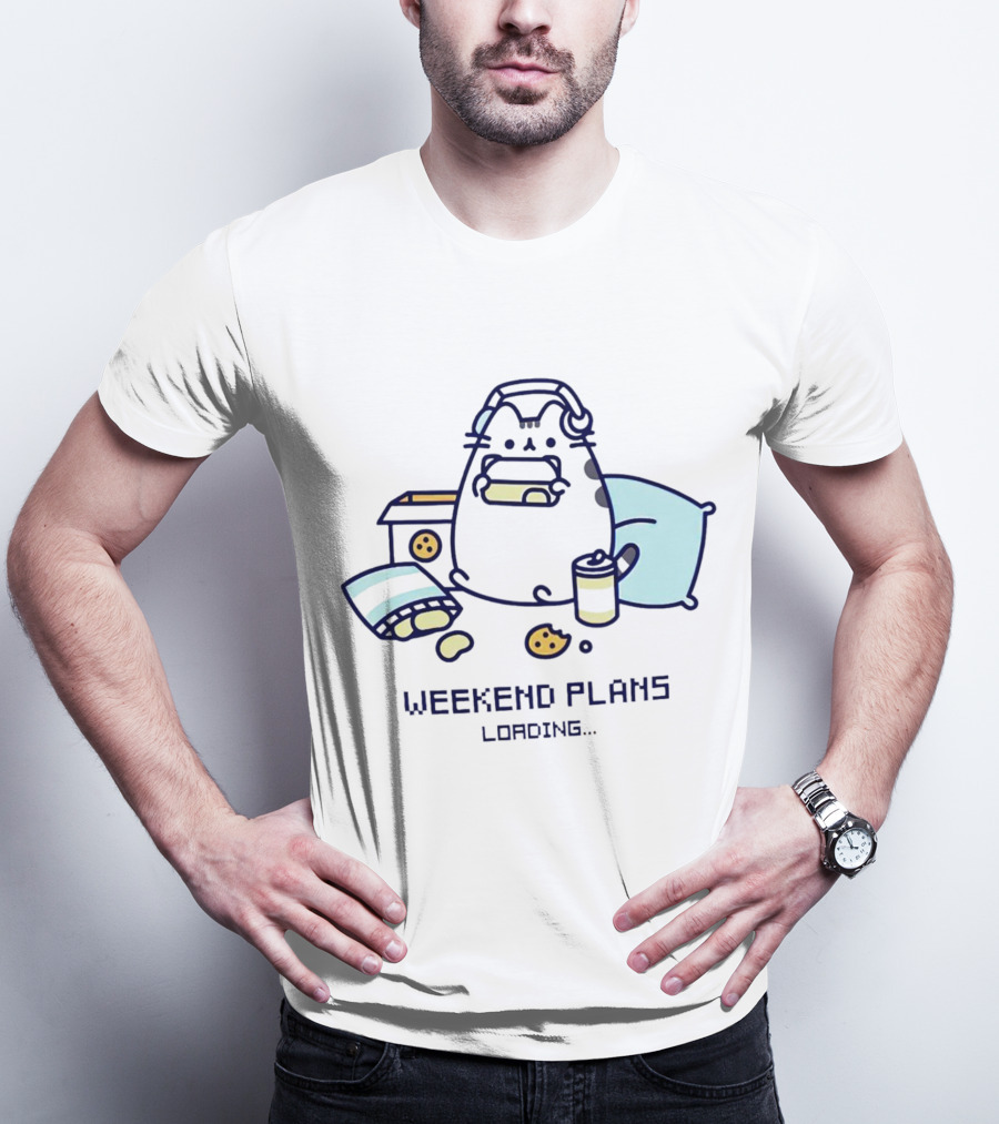 Weekend Plans Loading Pusheen Cat Snacks And Headphones T-Shirt