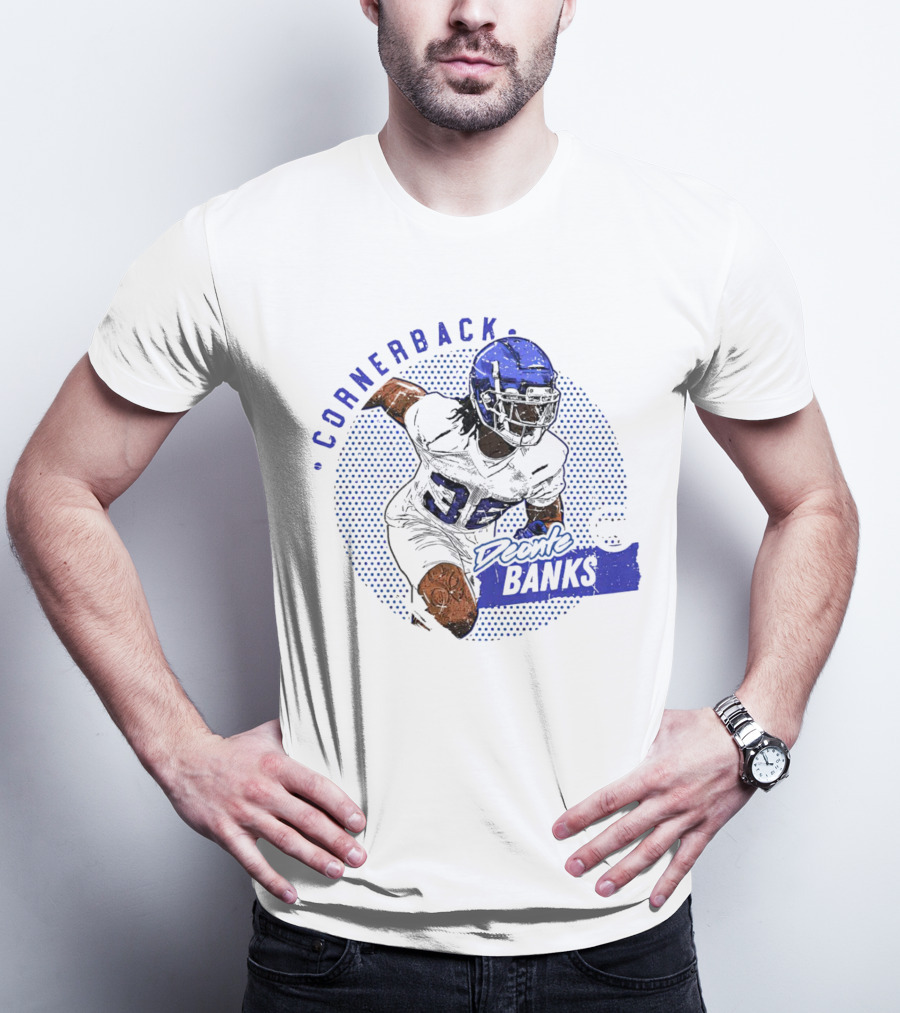 Deonte Banks New York Giants Cornerback Dots Blue Football Player T-Shirt