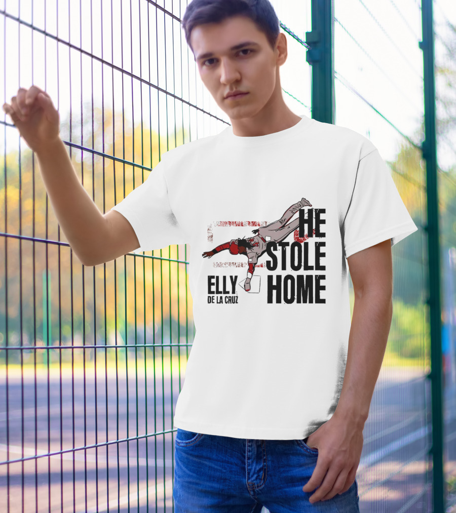 Elly De La Cruz He Stole Home Cincinnati Reds Baseball Action T-Shirt