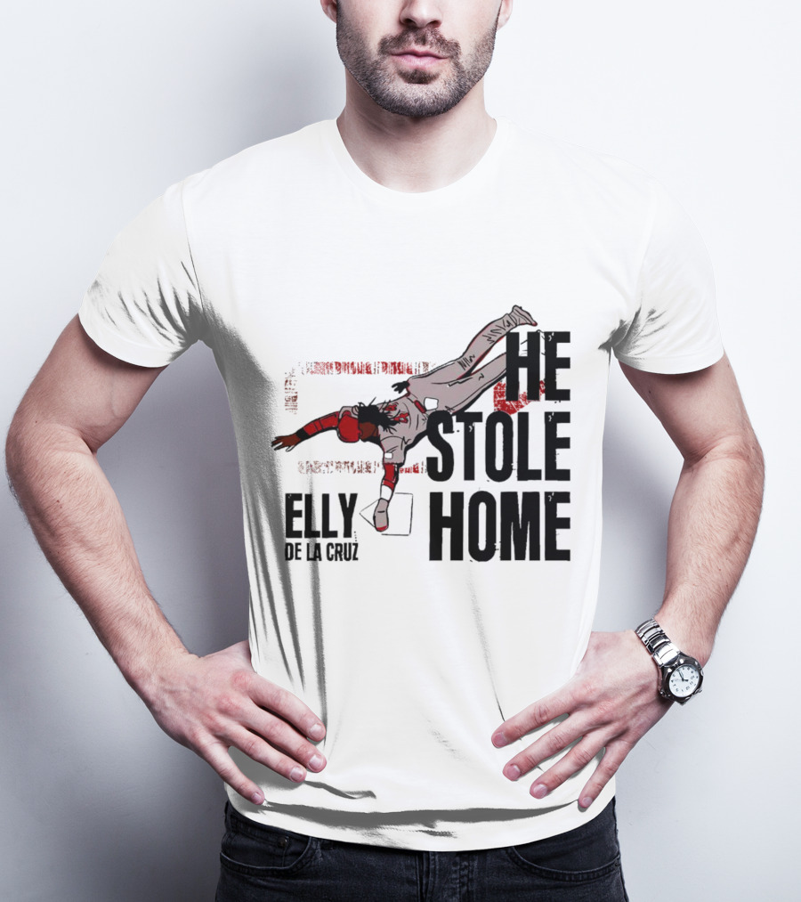 Elly De La Cruz He Stole Home Cincinnati Reds Baseball Action T-Shirt