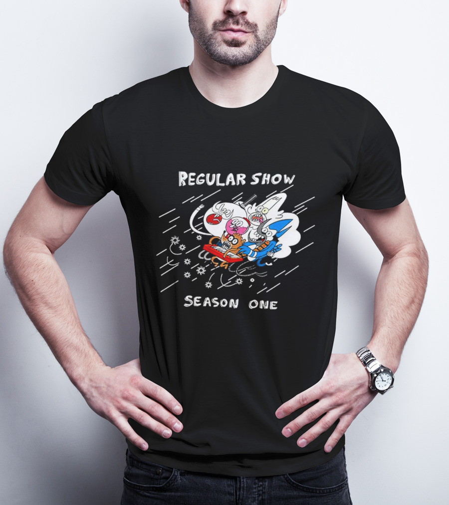 Regular Show Season One Animated Characters In Action T-Shirt