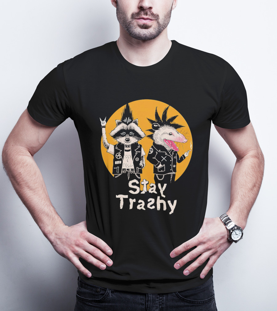 Stay Trashy Rock And Roll Punk Raccoon And Possum T-Shirt