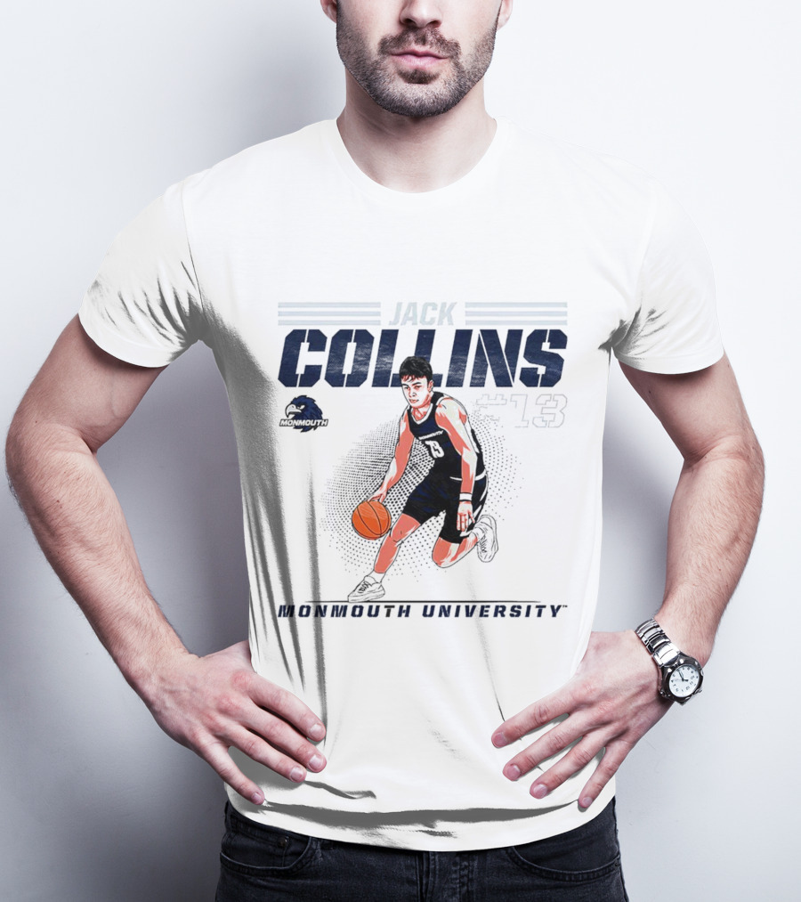 Jack Collins Monmouth University Basketball Number 13 Caricature T-Shirt