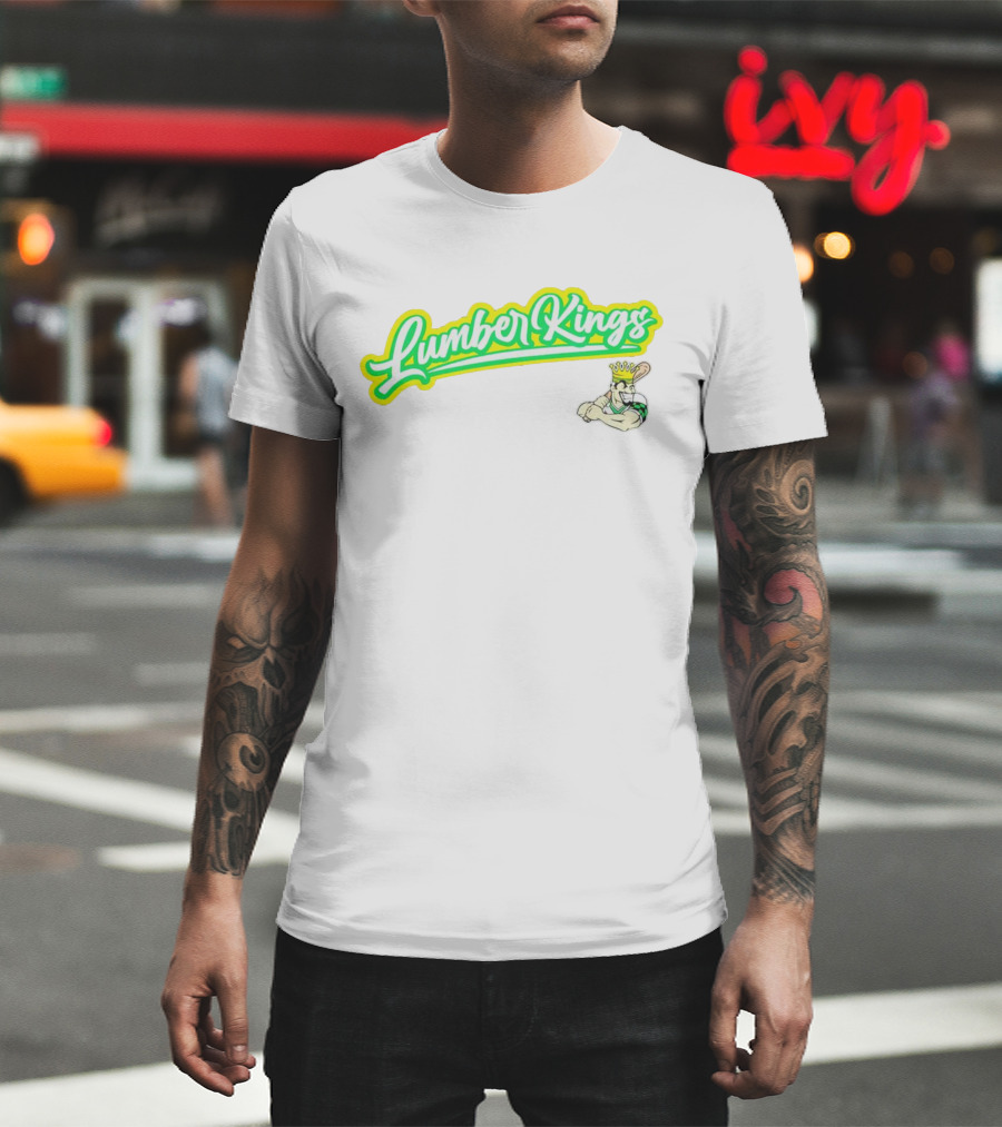 LumberKings Baseball Script With Crowned Bat Mascot T-Shirt