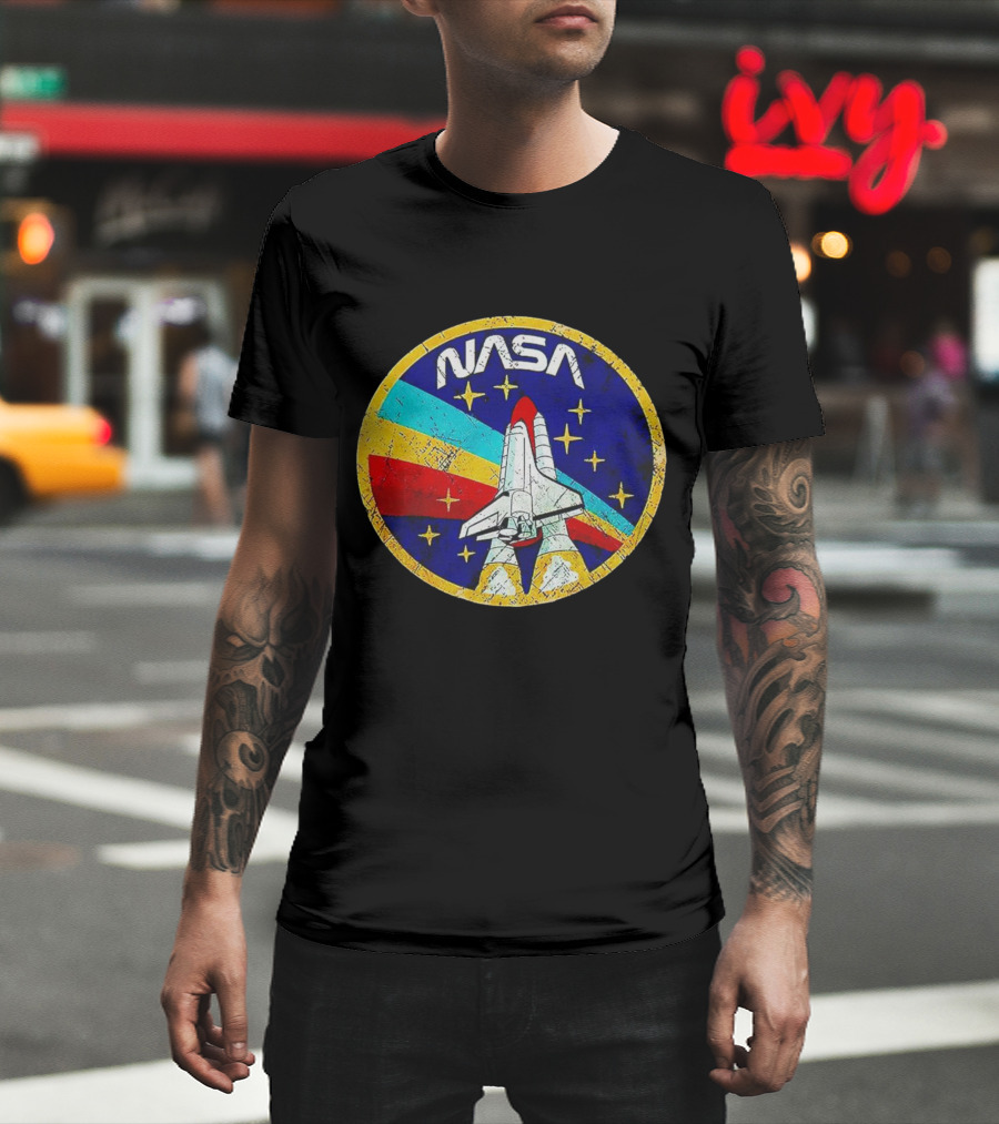 NASA Logo Space Shuttle Retro Rocket Stars T-Shirt