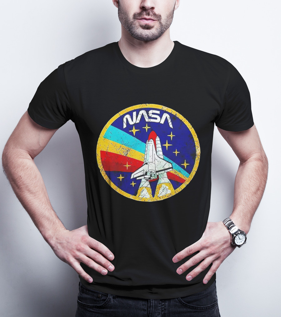NASA Logo Space Shuttle Retro Rocket Stars T-Shirt