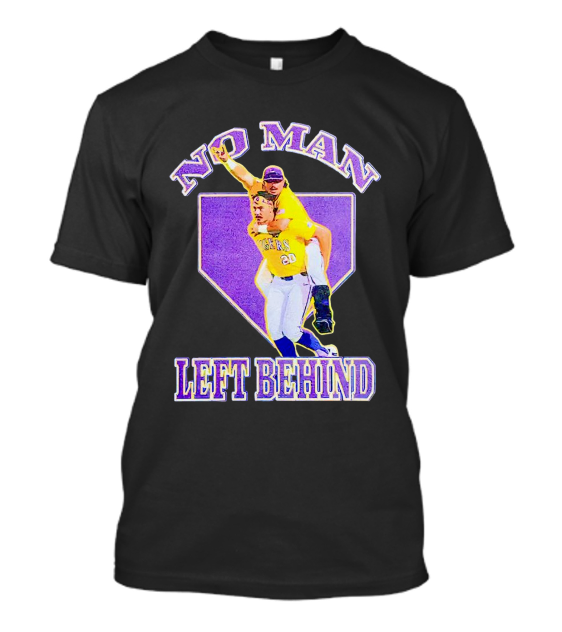 No Man Left Behind LSU Tigers Baseball Team Spirit T-Shirt