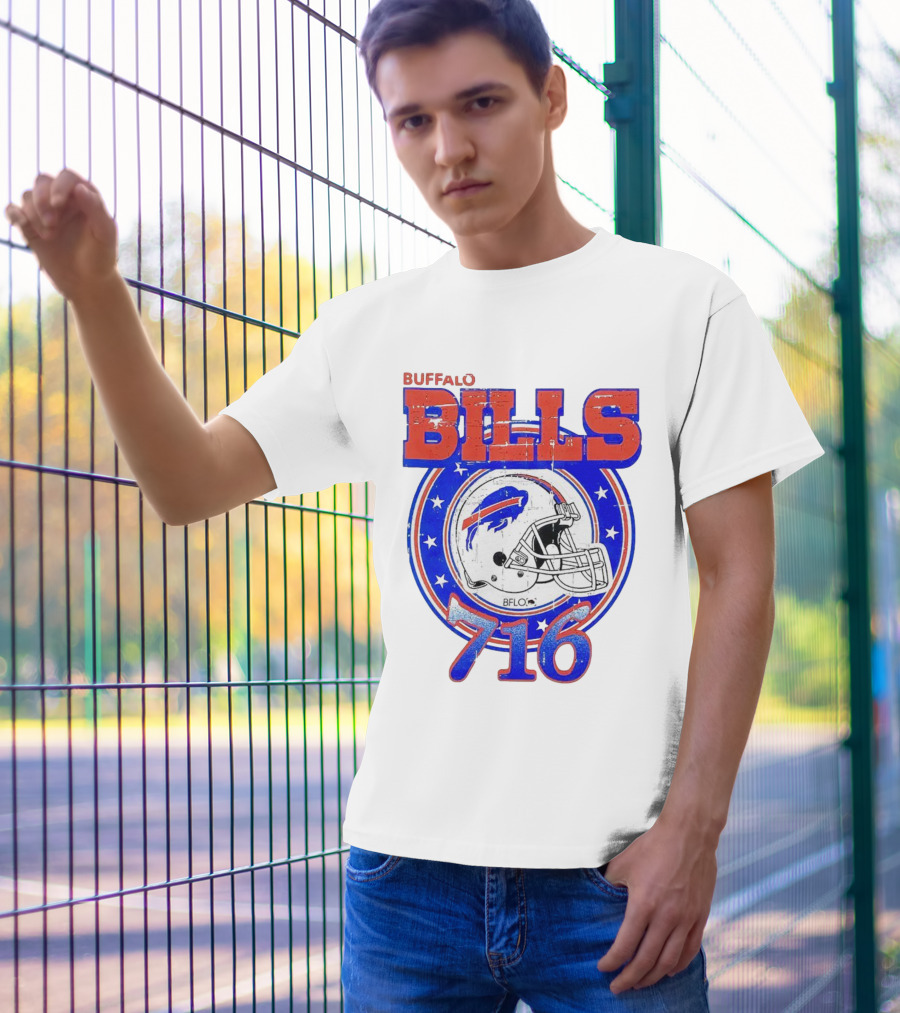 Buffalo Bills Bflo 716 Day Celebration Helmet Stars T-Shirt