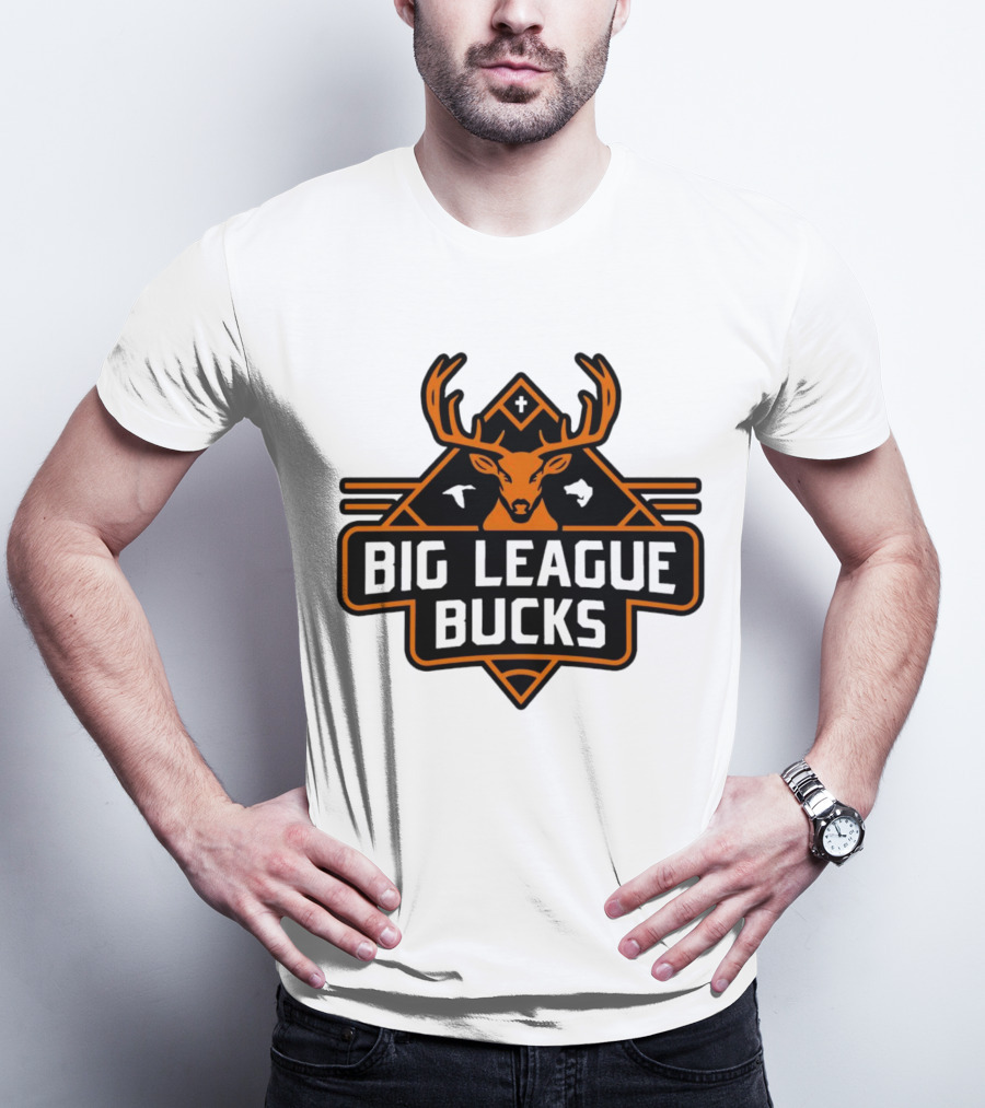 Big League Bucks Deer Antlers Hunting Badge Emblem T-Shirt