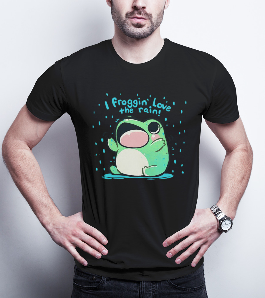 I Froggin' Love The Rain Cute Frog Rainy Day Fun T-Shirt