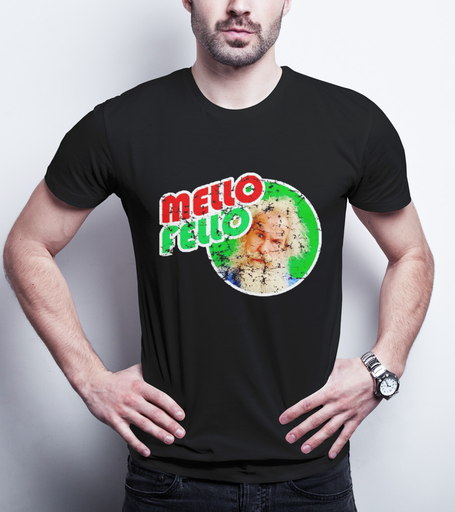 Mello Fello Vintage Distressed Green Red Circle With Bearded Man T-Shirt