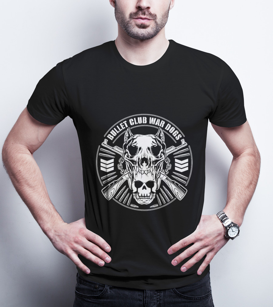 Bullet Club War Dogs Skull And Crossed Guns Emblem T-Shirt