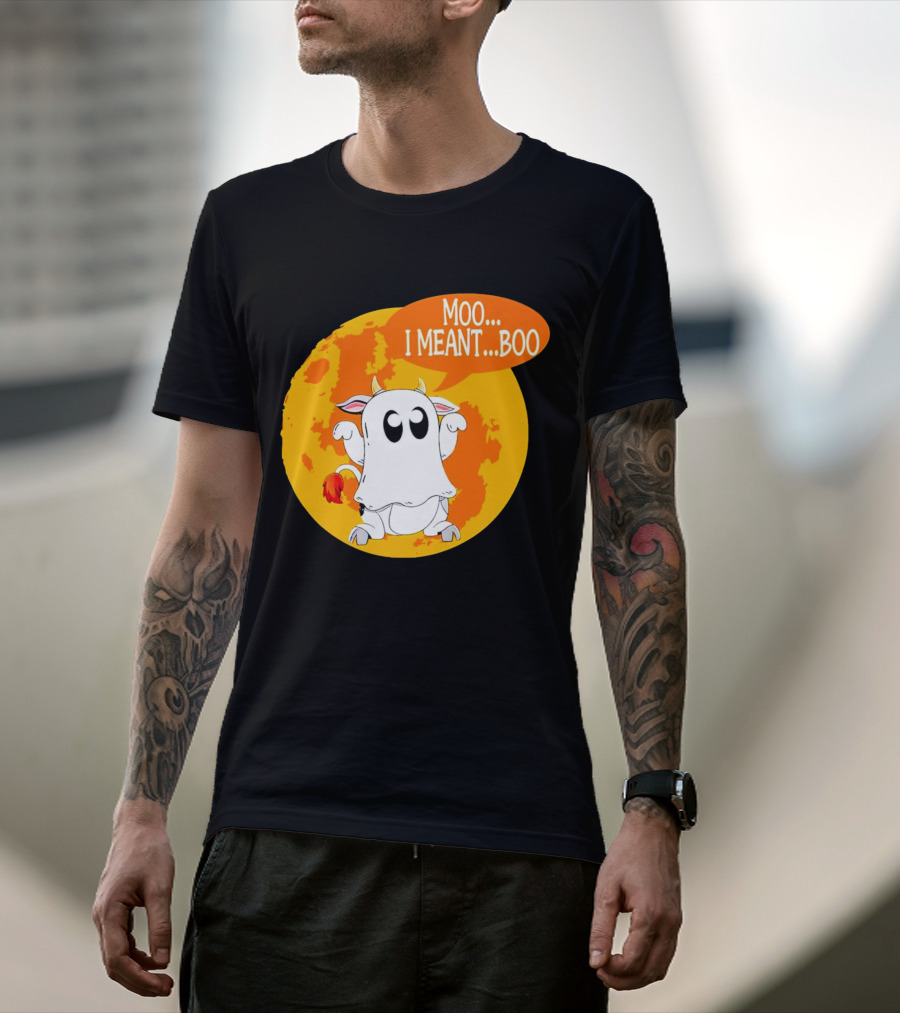 Moo I Meant Boo Ghost Cow Halloween Costume T-Shirt