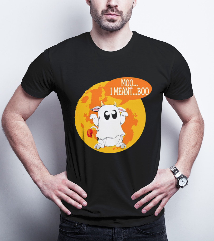 Moo I Meant Boo Ghost Cow Halloween Costume T-Shirt