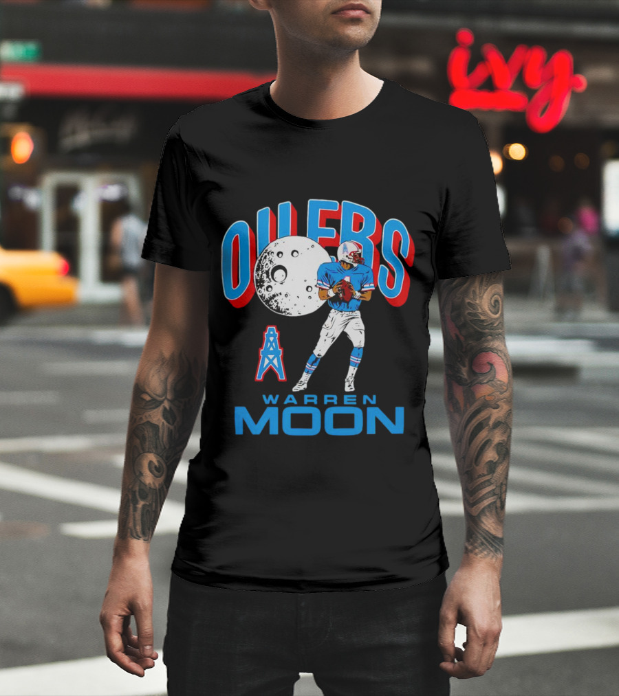 Tennessee Titans Oilers Warren Moon Retro Football Legend T-Shirt