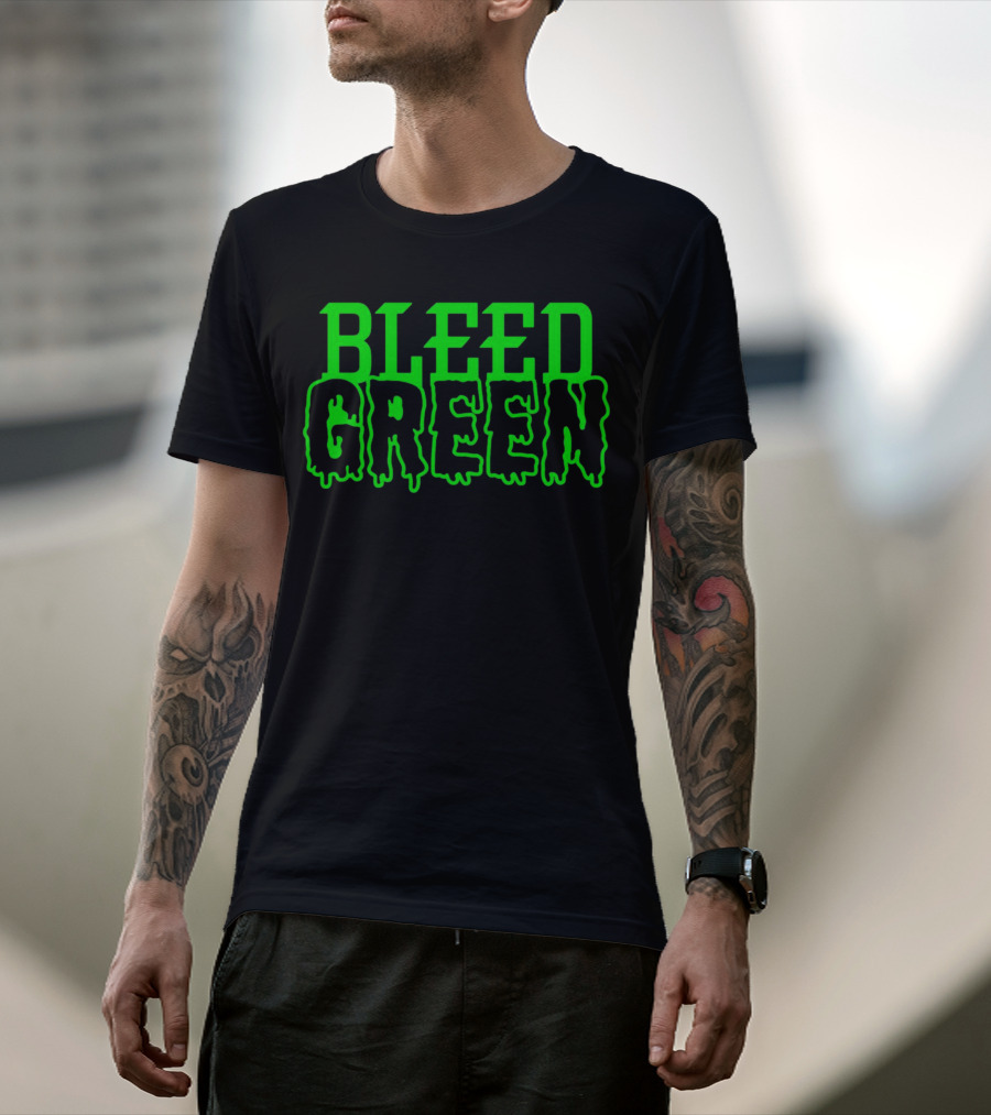 Bleed Green Dripping Neon Text T-Shirt