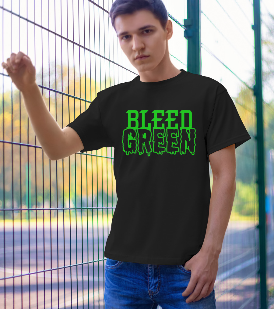 Bleed Green Dripping Neon Text T-Shirt