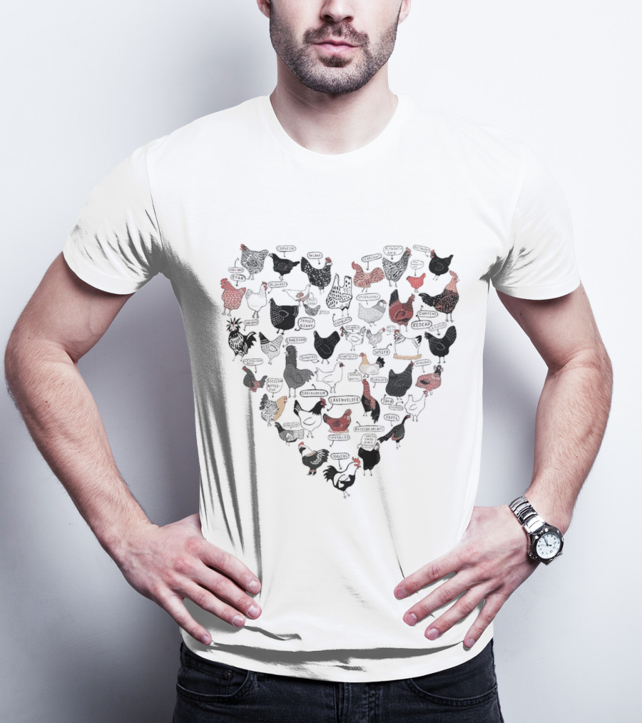 Chicken Heart Pattern With Cluck Speech Bubbles T-Shirt