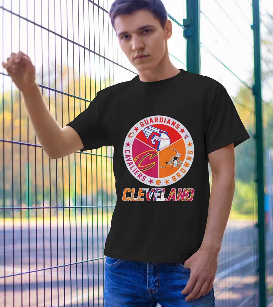 Cleveland Guardians Cavaliers Browns Logo Circle T-Shirt