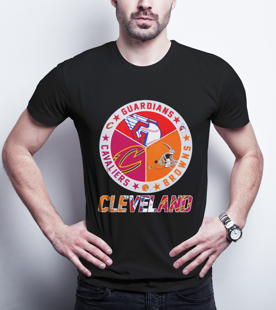 Cleveland Guardians Cavaliers Browns Logo Circle T-Shirt