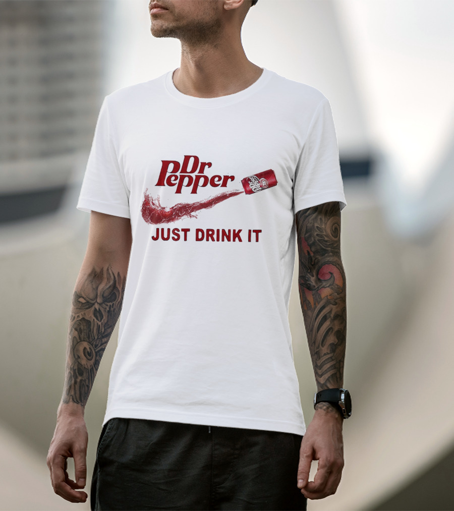 Dr Pepper Just Drink It Red Can Swoosh T-Shirt