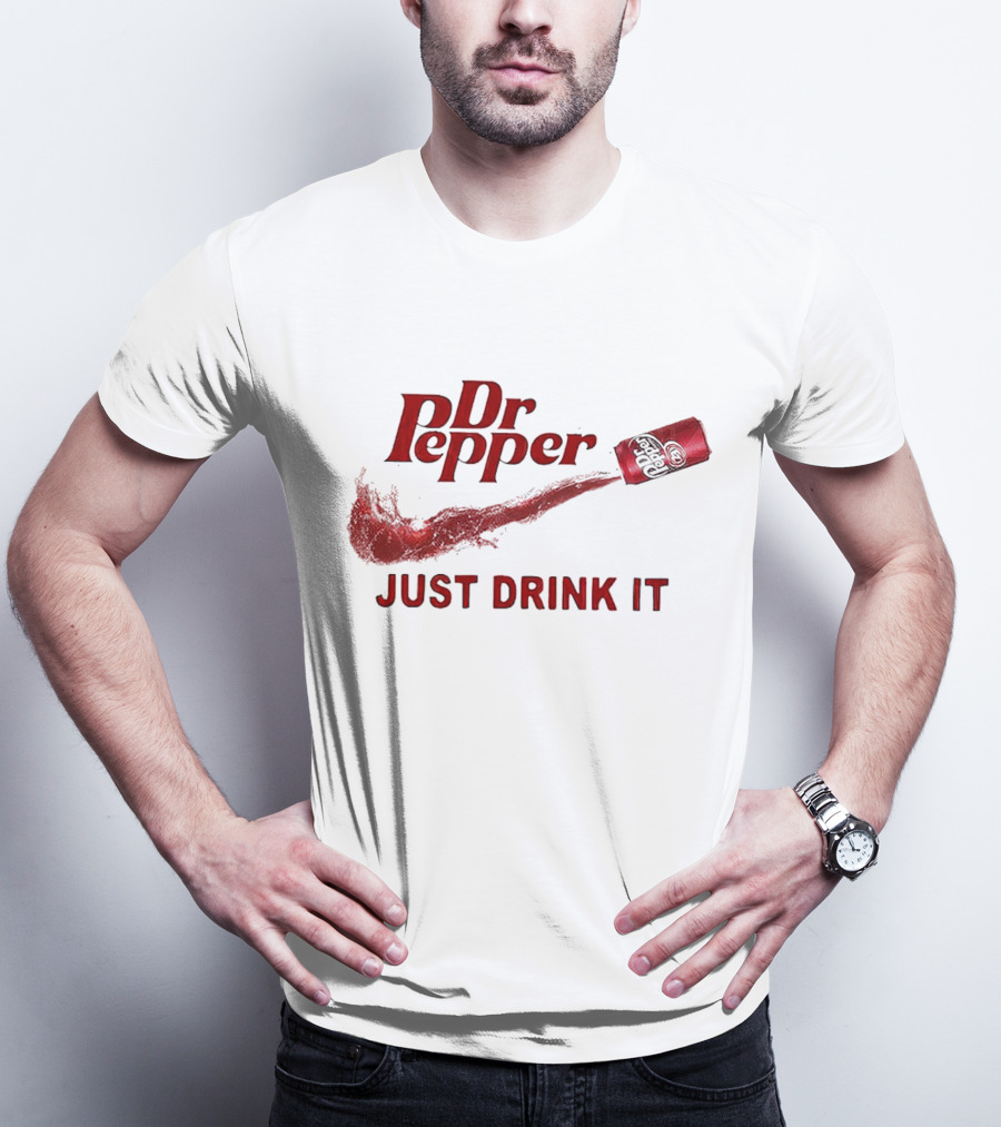 Dr Pepper Just Drink It Red Can Swoosh T-Shirt