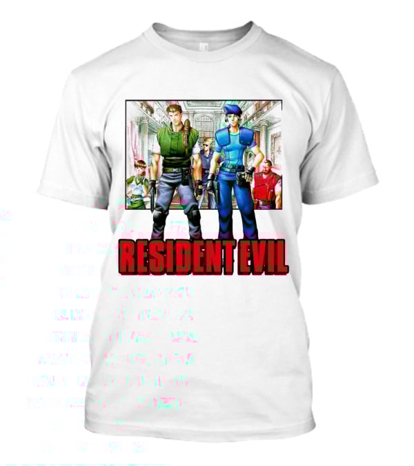 Resident Evil Classic Characters And Mansion Scene T-Shirt