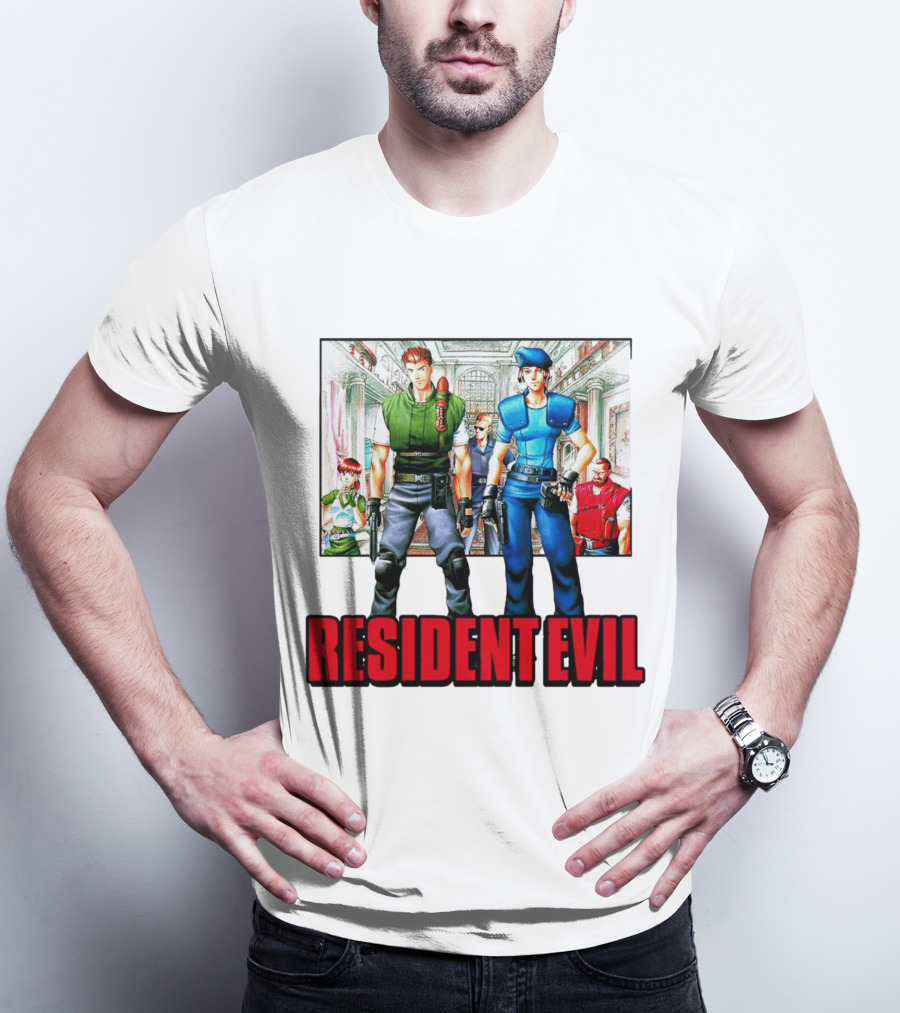 Resident Evil Classic Characters And Mansion Scene T-Shirt