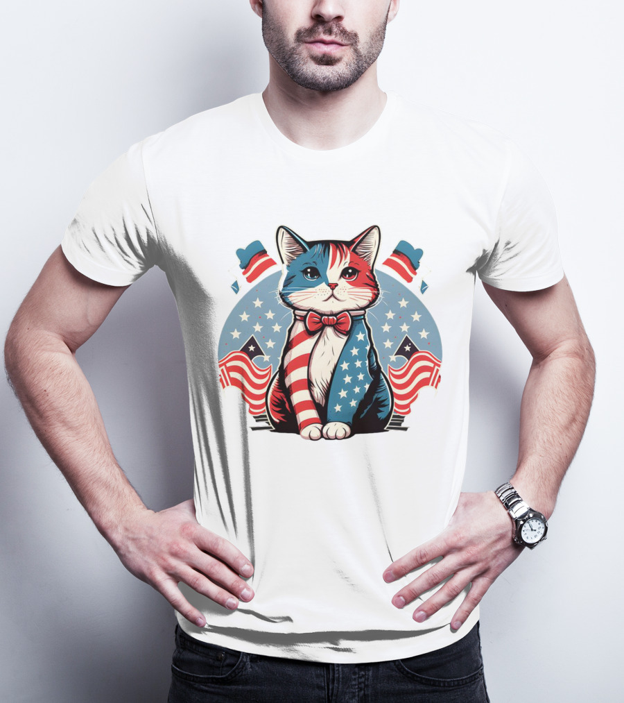 Cat American Flag T-Shirt
